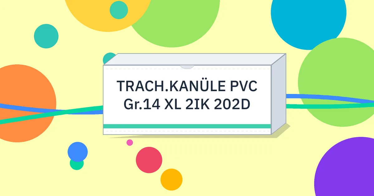 Symbolbild: Packung mit der Aufschrift TRACH.KANÜLE PVC Gr.14 XL 2IK 202D (PZN 06993657) – Verfügbarkeit und Bezug in Apotheken in Frankfurt am Main