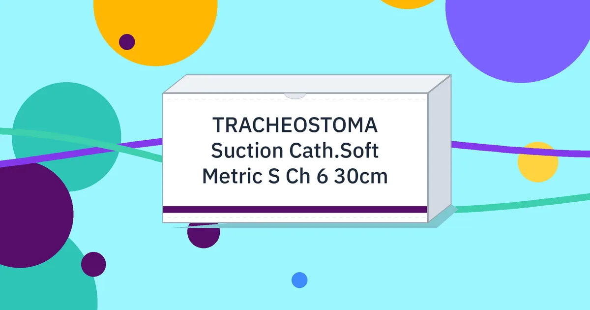 Symbolbild: Packung mit der Aufschrift TRACHEOSTOMA Suction Cath.Soft Metric S Ch 6 30cm (PZN 20313505) – Verfügbarkeit und Bezug in Apotheken in Frankfurt am Main