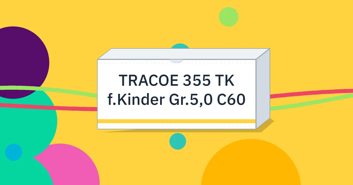 Symbolbild: Packung mit der Aufschrift TRACOE 355 TK f.Kinder Gr.5,0 C60 (PZN 11644396) – Verfügbarkeit und Bezug in Apotheken in Frankfurt am Main
