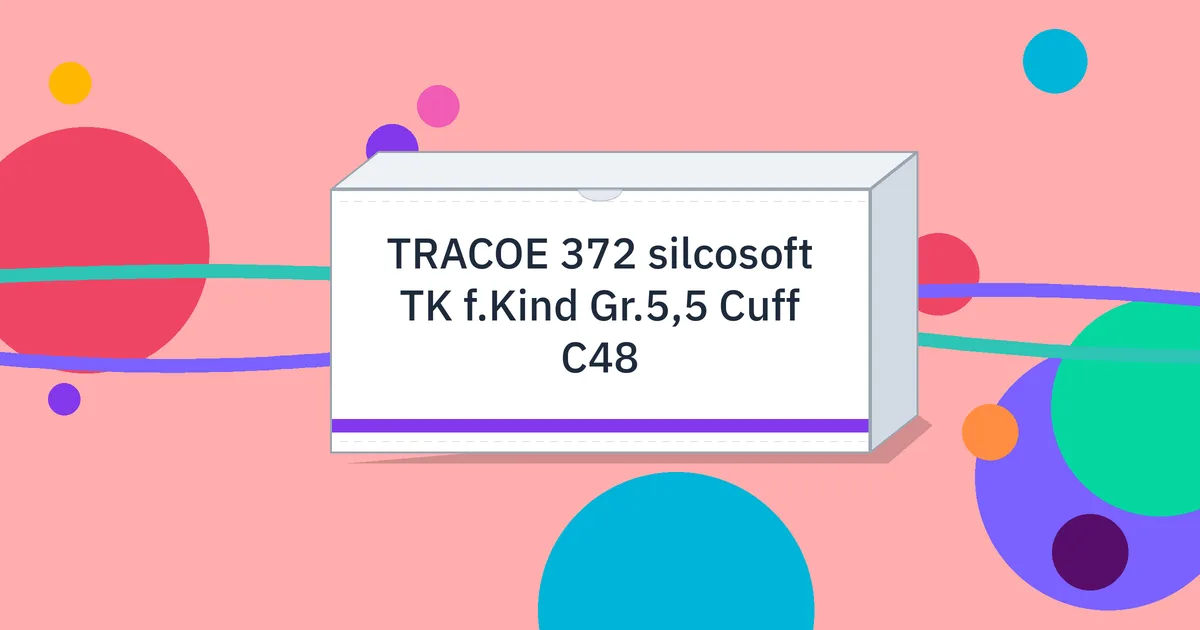 Symbolbild: Packung mit der Aufschrift TRACOE 372 silcosoft TK f.Kind Gr.5,5 Cuff C48 (PZN 14316652) – Verfügbarkeit und Bezug in Apotheken in Frankfurt am Main