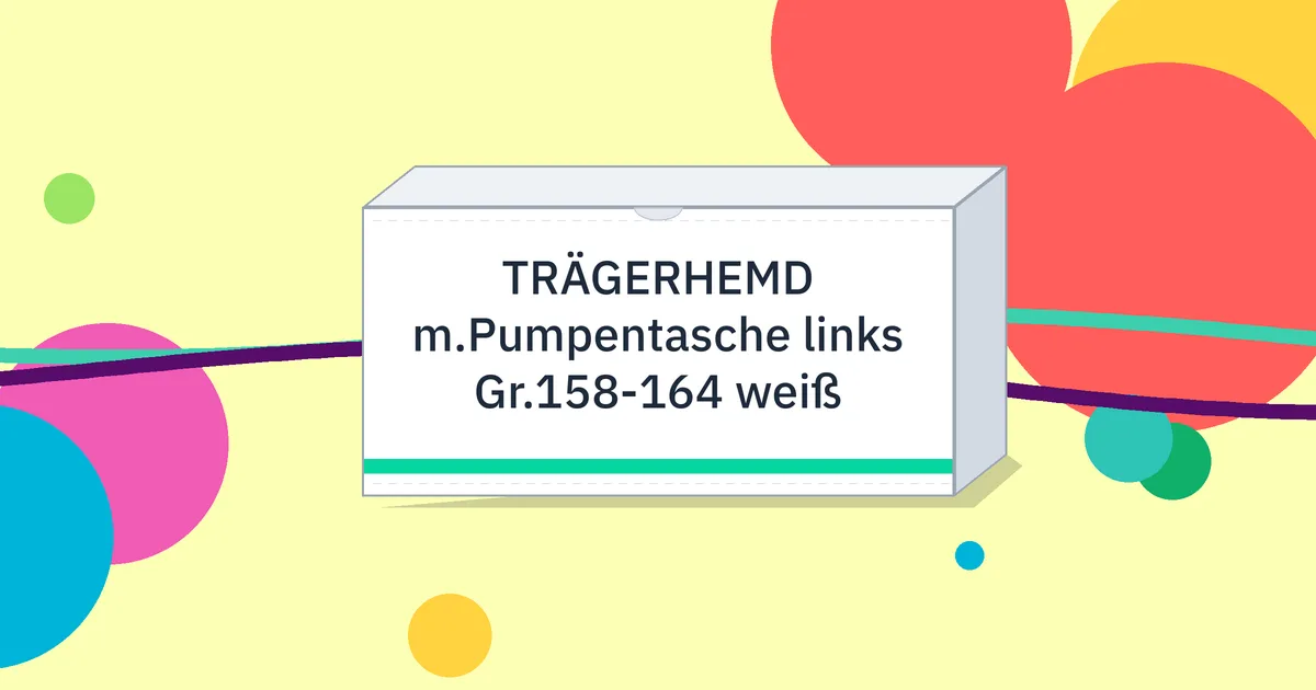 Symbolbild: Packung mit der Aufschrift TRÄGERHEMD m.Pumpentasche links Gr.158-164 weiß (PZN 17552620) – Verfügbarkeit und Bezug in Apotheken in Frankfurt am Main