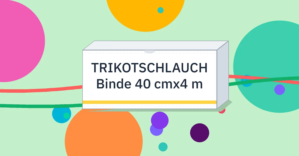 Symbolbild: Packung mit der Aufschrift TRIKOTSCHLAUCH Binde 40 cmx4 m (PZN 01721115) – Verfügbarkeit und Bezug in Apotheken in Frankfurt am Main