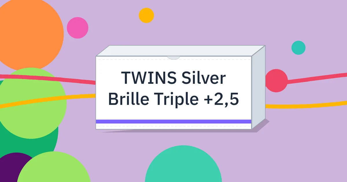 Symbolbild: Packung mit der Aufschrift TWINS Silver Brille Triple +2,5 (PZN 14032860) – Verfügbarkeit und Bezug in Apotheken in Frankfurt am Main