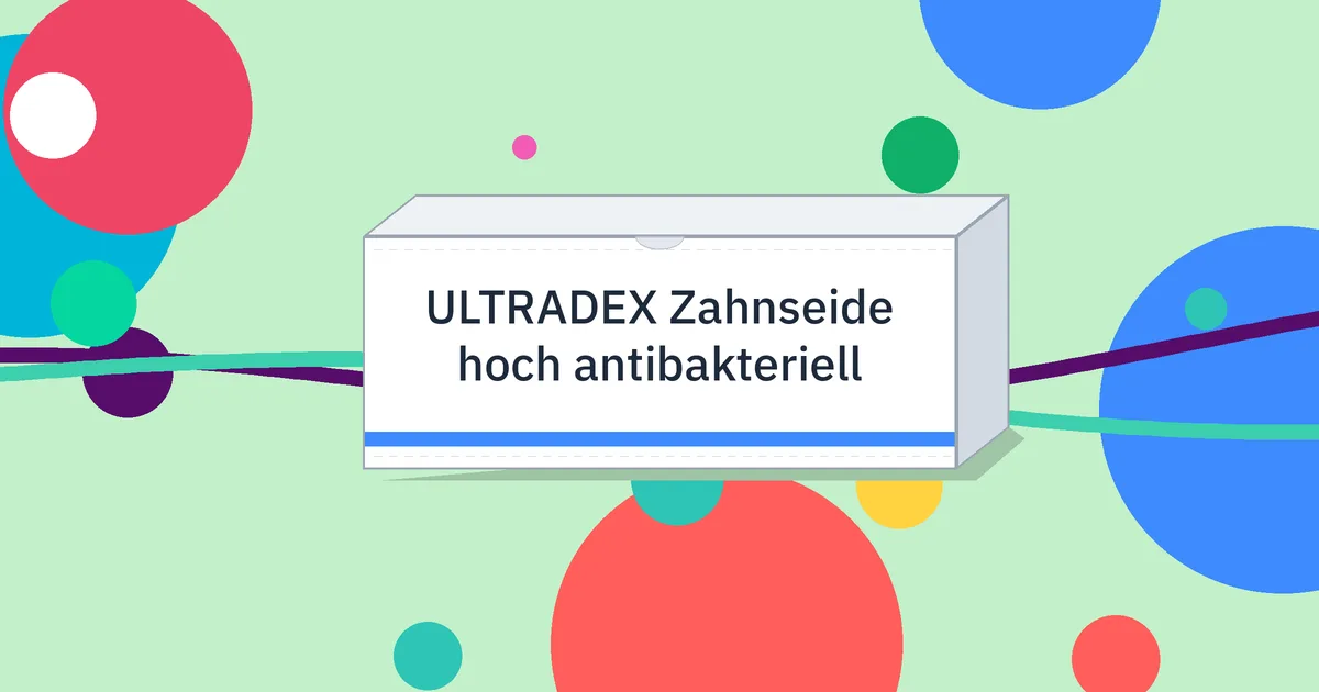 Symbolbild: Packung mit der Aufschrift ULTRADEX Zahnseide hoch antibakteriell (PZN 12386559) – Verfügbarkeit und Bezug in Apotheken in Frankfurt am Main