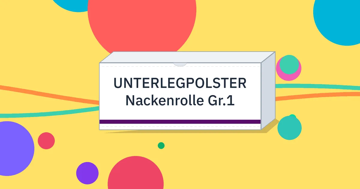 Symbolbild: Packung mit der Aufschrift UNTERLEGPOLSTER Nackenrolle Gr.1 (PZN 02445261) – Verfügbarkeit und Bezug in Apotheken in Frankfurt am Main