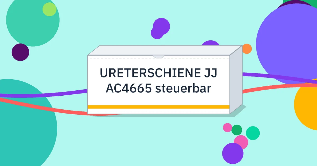 Symbolbild: Packung mit der Aufschrift URETERSCHIENE JJ AC4665 steuerbar (PZN 00153301) – Verfügbarkeit und Bezug in Apotheken in Frankfurt am Main