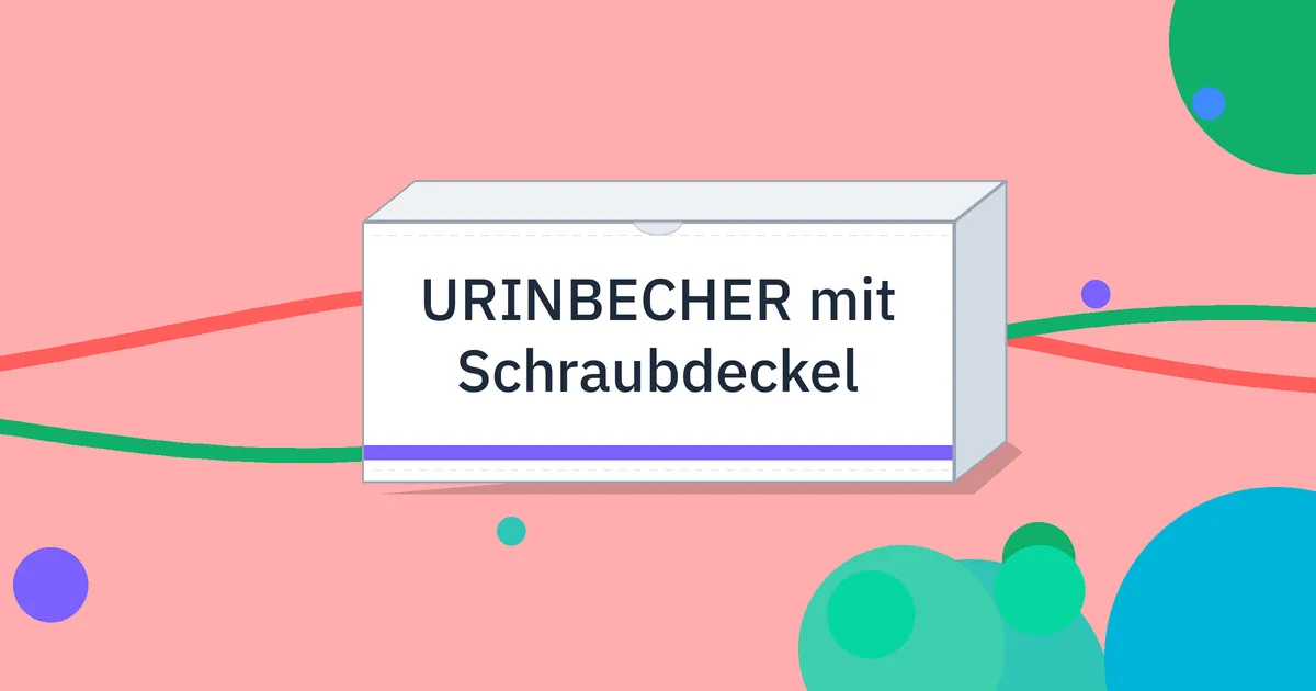 Symbolbild: Packung mit der Aufschrift URINBECHER mit Schraubdeckel (PZN 01040378) – Verfügbarkeit und Bezug in Apotheken in Frankfurt am Main