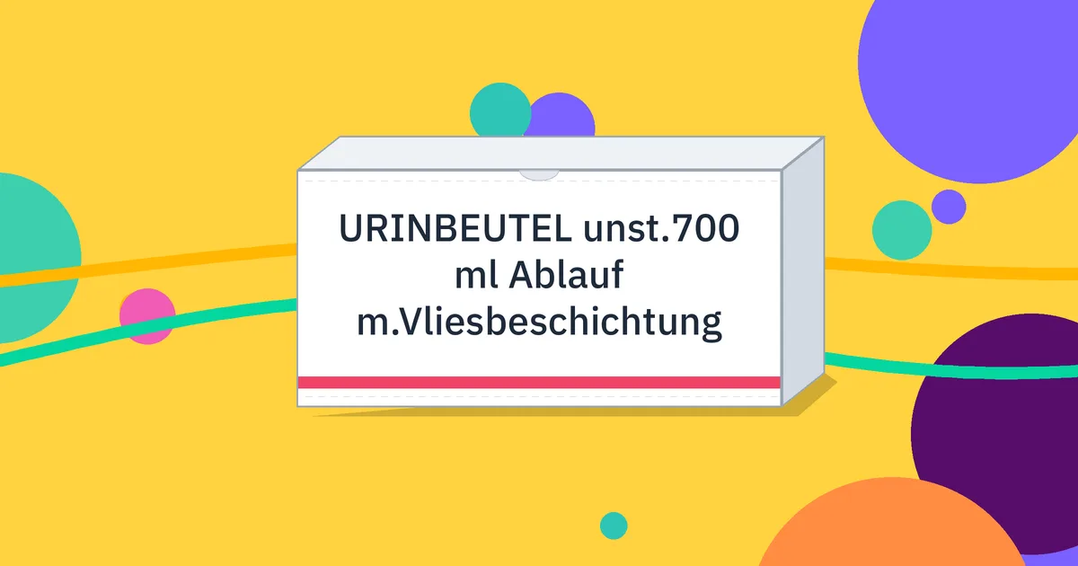 Symbolbild: Packung mit der Aufschrift URINBEUTEL unst.700 ml Ablauf m.Vliesbeschichtung (PZN 02920644) – Verfügbarkeit und Bezug in Apotheken in Frankfurt am Main