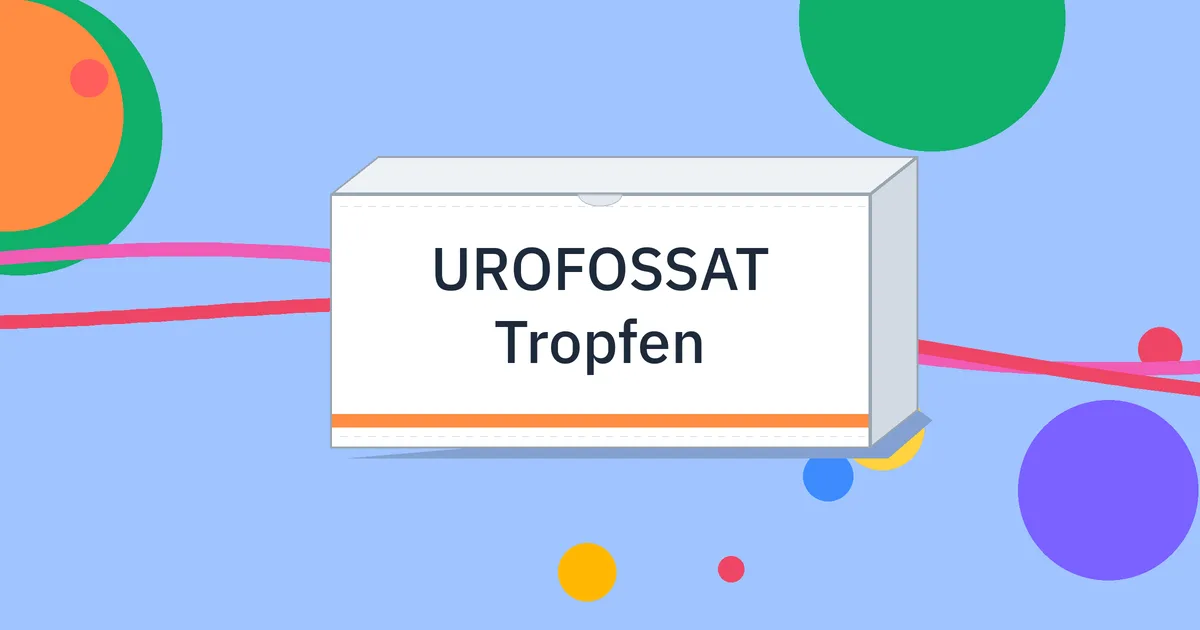 Symbolbild: Packung mit der Aufschrift UROFOSSAT Tropfen (PZN 00834886) – Verfügbarkeit und Bezug in Apotheken in Frankfurt am Main
