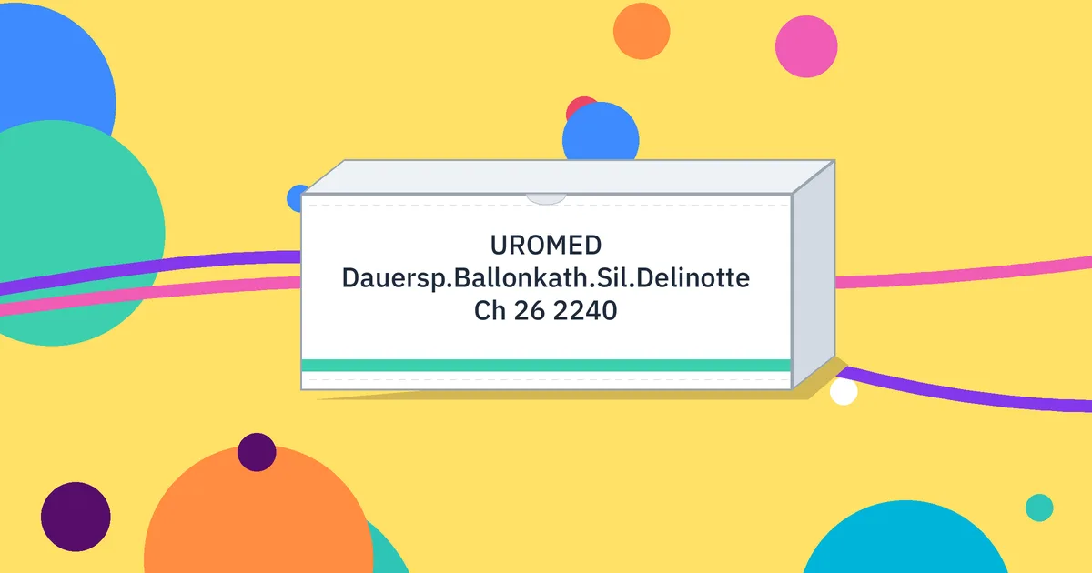 Symbolbild: Packung mit der Aufschrift UROMED Dauersp.Ballonkath.Sil.Delinotte Ch 26 2240 (PZN 00962839) – Verfügbarkeit und Bezug in Apotheken in Frankfurt am Main