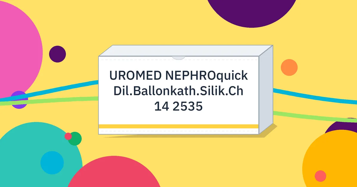 Symbolbild: Packung mit der Aufschrift UROMED NEPHROquick Dil.Ballonkath.Silik.Ch 14 2535 (PZN 10250028) – Verfügbarkeit und Bezug in Apotheken in Frankfurt am Main