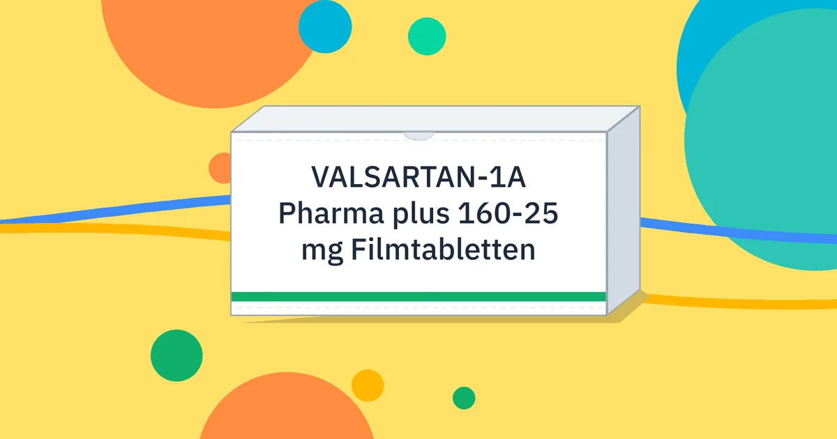 Symbolbild: Packung mit der Aufschrift VALSARTAN-1A Pharma plus 160-25 mg Filmtabletten (PZN 07581052) – Verfügbarkeit und Bezug in Apotheken in Frankfurt am Main