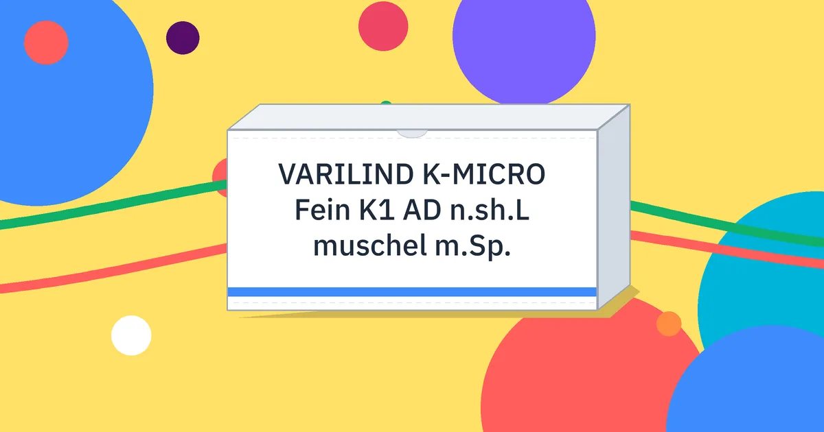 Symbolbild: Packung mit der Aufschrift VARILIND K-MICRO Fein K1 AD n.sh.L muschel m.Sp. (PZN 20558129) – Verfügbarkeit und Bezug in Apotheken in Frankfurt am Main