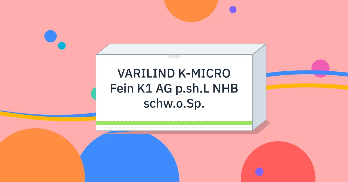 Symbolbild: Packung mit der Aufschrift VARILIND K-MICRO Fein K1 AG p.sh.L NHB schw.o.Sp. (PZN 20555390) – Verfügbarkeit und Bezug in Apotheken in Frankfurt am Main