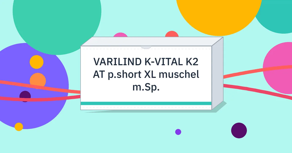 Symbolbild: Packung mit der Aufschrift VARILIND K-VITAL K2 AT p.short XL muschel m.Sp. (PZN 20562390) – Verfügbarkeit und Bezug in Apotheken in Frankfurt am Main
