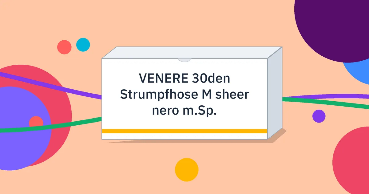Symbolbild: Packung mit der Aufschrift VENERE 30den Strumpfhose M sheer nero m.Sp. (PZN 16172163) – Verfügbarkeit und Bezug in Apotheken in Frankfurt am Main