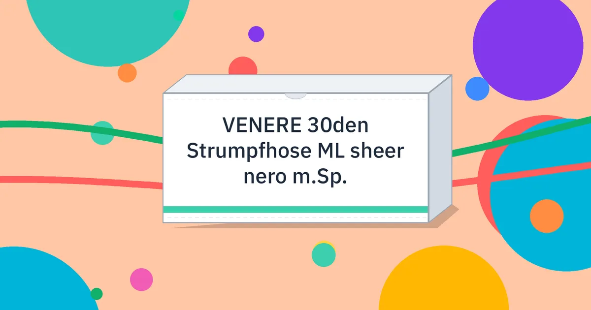 Symbolbild: Packung mit der Aufschrift VENERE 30den Strumpfhose ML sheer nero m.Sp. (PZN 16172186) – Verfügbarkeit und Bezug in Apotheken in Frankfurt am Main