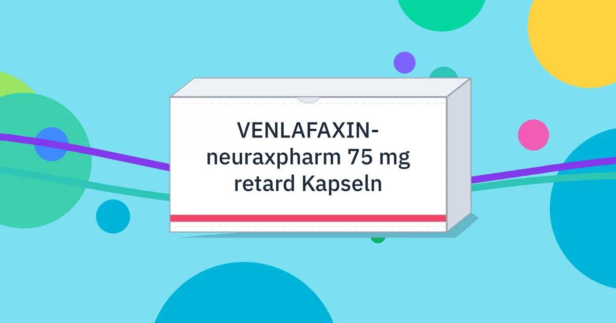 Symbolbild: Packung mit der Aufschrift VENLAFAXIN-neuraxpharm 75 mg retard Kapseln (PZN 01147099) – Verfügbarkeit und Bezug in Apotheken in Frankfurt am Main