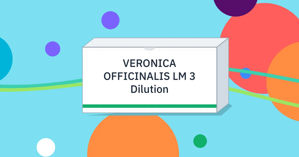 Symbolbild: Packung mit der Aufschrift VERONICA OFFICINALIS LM 3 Dilution (PZN 13269689) – Verfügbarkeit und Bezug in Apotheken in Frankfurt am Main