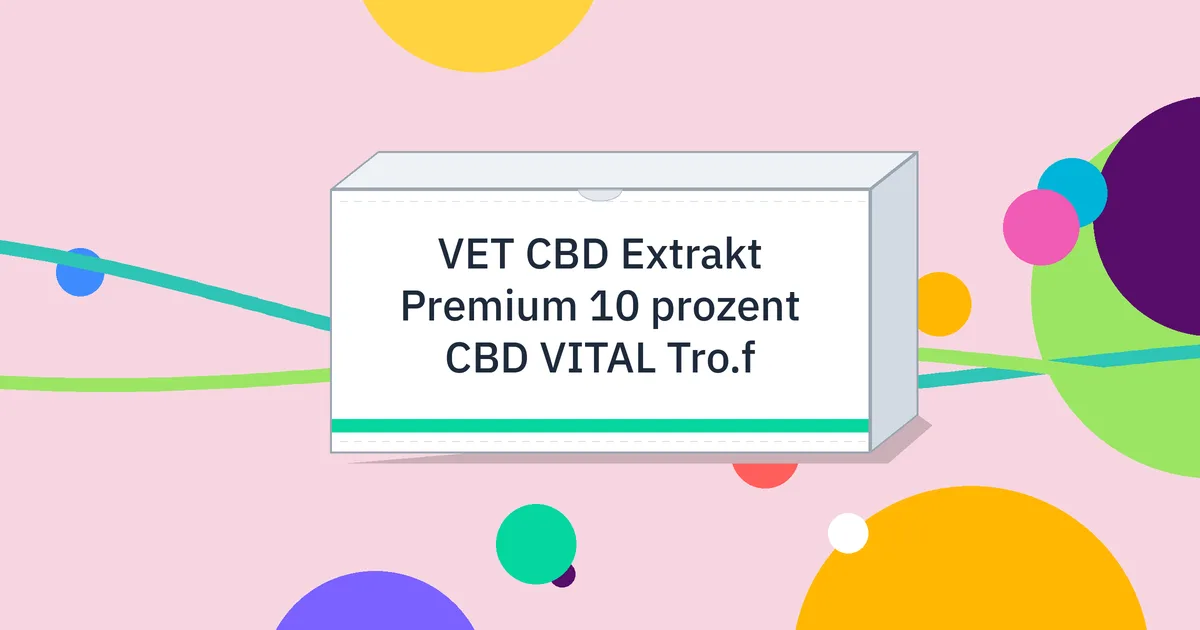 Symbolbild: Packung mit der Aufschrift VET CBD Extrakt Premium 10 prozent CBD VITAL Tro.f (PZN 16782281) – Verfügbarkeit und Bezug in Apotheken in Frankfurt am Main