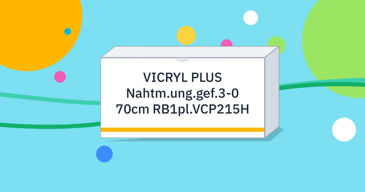 Symbolbild: Packung mit der Aufschrift VICRYL PLUS Nahtm.ung.gef.3-0 70cm RB1pl.VCP215H (PZN 20390411) – Verfügbarkeit und Bezug in Apotheken in Frankfurt am Main