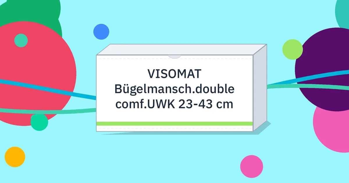 Symbolbild: Packung mit der Aufschrift VISOMAT Bügelmansch.double comf.UWK 23-43 cm (PZN 07514096) – Verfügbarkeit und Bezug in Apotheken in Frankfurt am Main
