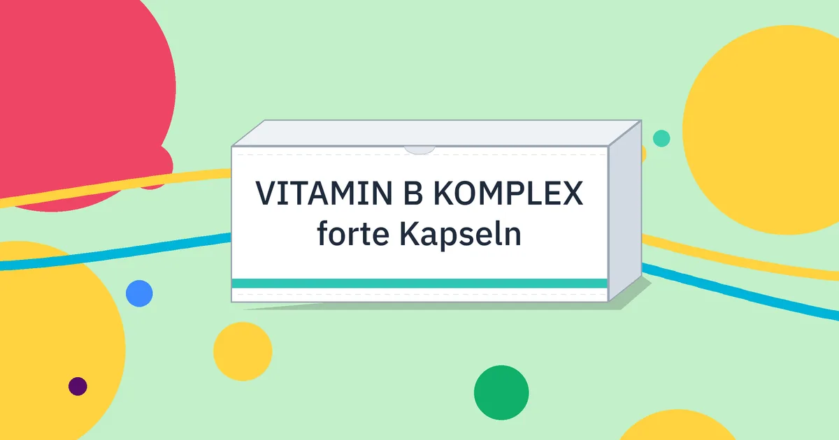 Symbolbild: Packung mit der Aufschrift VITAMIN B KOMPLEX forte Kapseln (PZN 12512343) – Verfügbarkeit und Bezug in Apotheken in Frankfurt am Main