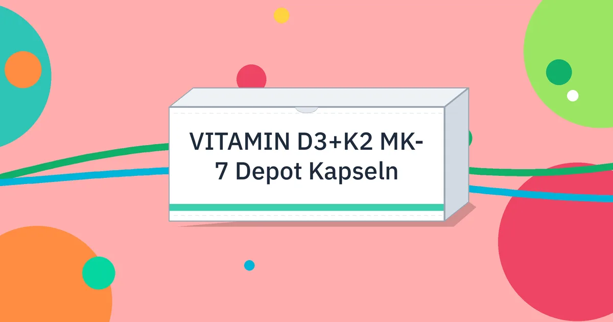 Symbolbild: Packung mit der Aufschrift VITAMIN D3+K2 MK-7 Depot Kapseln (PZN 15882247) – Verfügbarkeit und Bezug in Apotheken in Frankfurt am Main