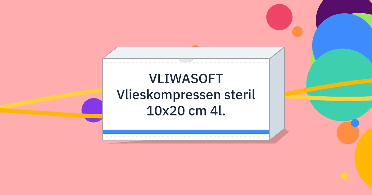 Symbolbild: Packung mit der Aufschrift VLIWASOFT Vlieskompressen steril 10x20 cm 4l. (PZN 17834169) – Verfügbarkeit und Bezug in Apotheken in Frankfurt am Main