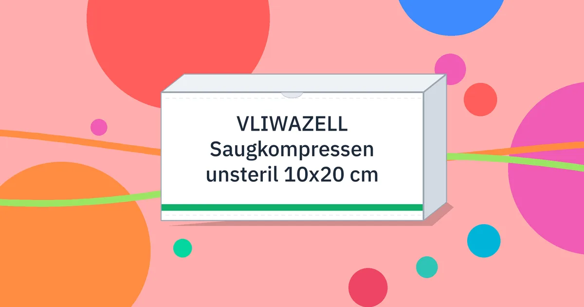 Symbolbild: Packung mit der Aufschrift VLIWAZELL Saugkompressen unsteril 10x20 cm (PZN 16123845) – Verfügbarkeit und Bezug in Apotheken in Frankfurt am Main