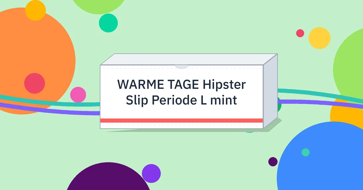 Symbolbild: Packung mit der Aufschrift WARME TAGE Hipster Slip Periode L mint (PZN 16128995) – Verfügbarkeit und Bezug in Apotheken in Frankfurt am Main