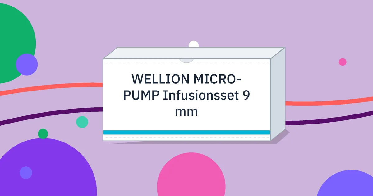 Symbolbild: Packung mit der Aufschrift WELLION MICRO-PUMP Infusionsset 9 mm (PZN 16704418) – Verfügbarkeit und Bezug in Apotheken in Frankfurt am Main