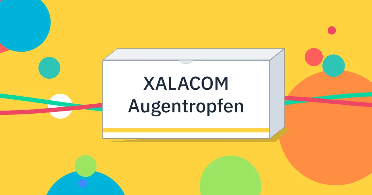 Symbolbild: Packung mit der Aufschrift XALACOM Augentropfen (PZN 09542895) – Verfügbarkeit und Bezug in Apotheken in Frankfurt am Main