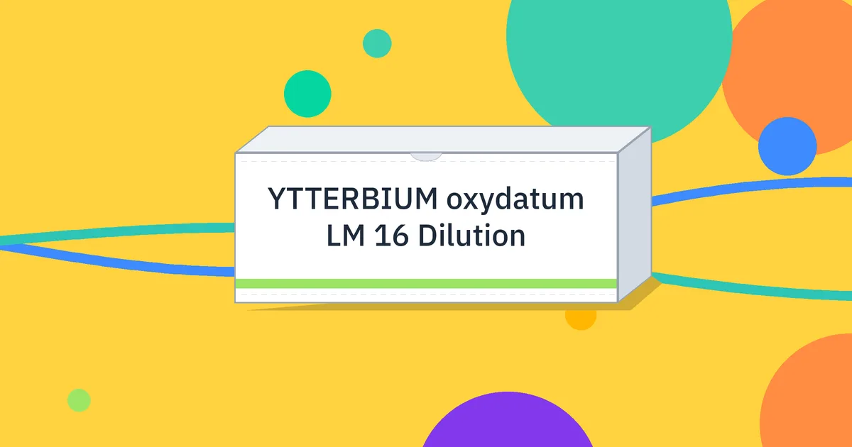 Symbolbild: Packung mit der Aufschrift YTTERBIUM oxydatum LM 16 Dilution (PZN 13286995) – Verfügbarkeit und Bezug in Apotheken in Frankfurt am Main