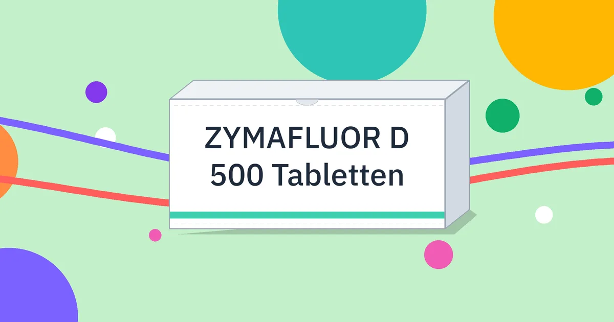 Symbolbild: Packung mit der Aufschrift ZYMAFLUOR D 500 Tabletten (PZN 03665065) – Verfügbarkeit und Bezug in Apotheken in Frankfurt am Main