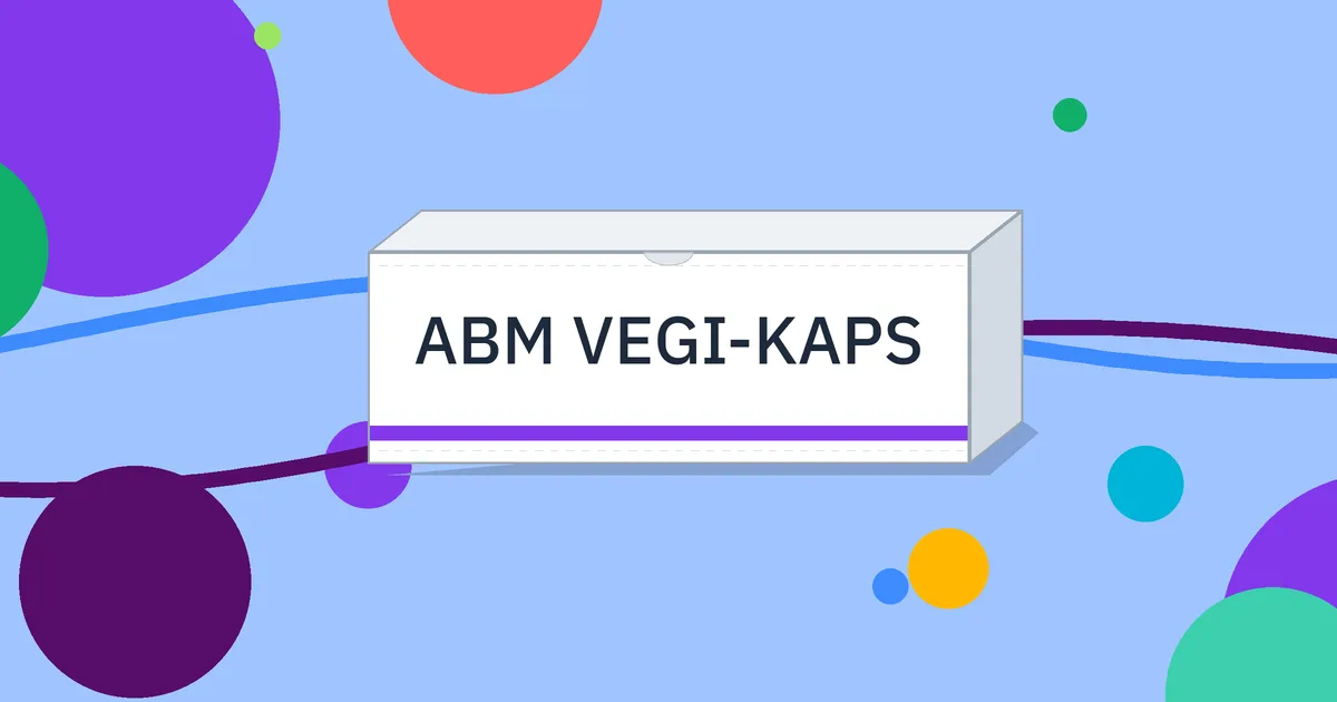Symbolbild: Packung mit der Aufschrift ABM VEGI-KAPS (PZN 03436117) – Verfügbarkeit und Bezug in Apotheken in Frankfurt am Main