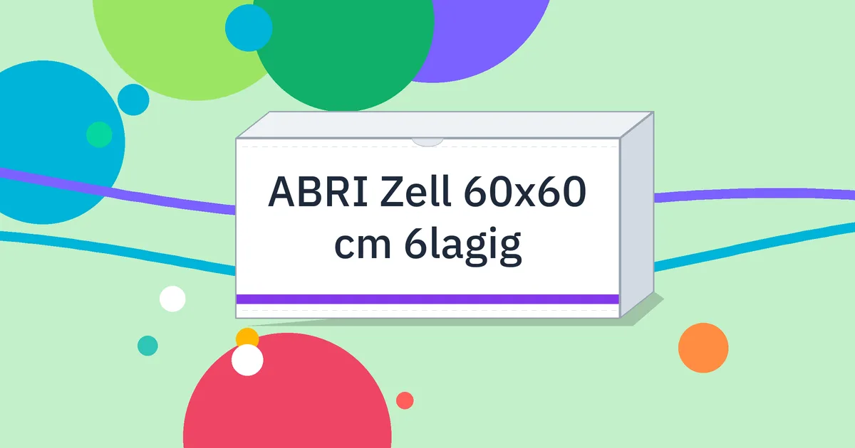 Symbolbild: Packung mit der Aufschrift ABRI Zell 60x60 cm 6lagig (PZN 01223251) – Verfügbarkeit und Bezug in Apotheken in Frankfurt am Main
