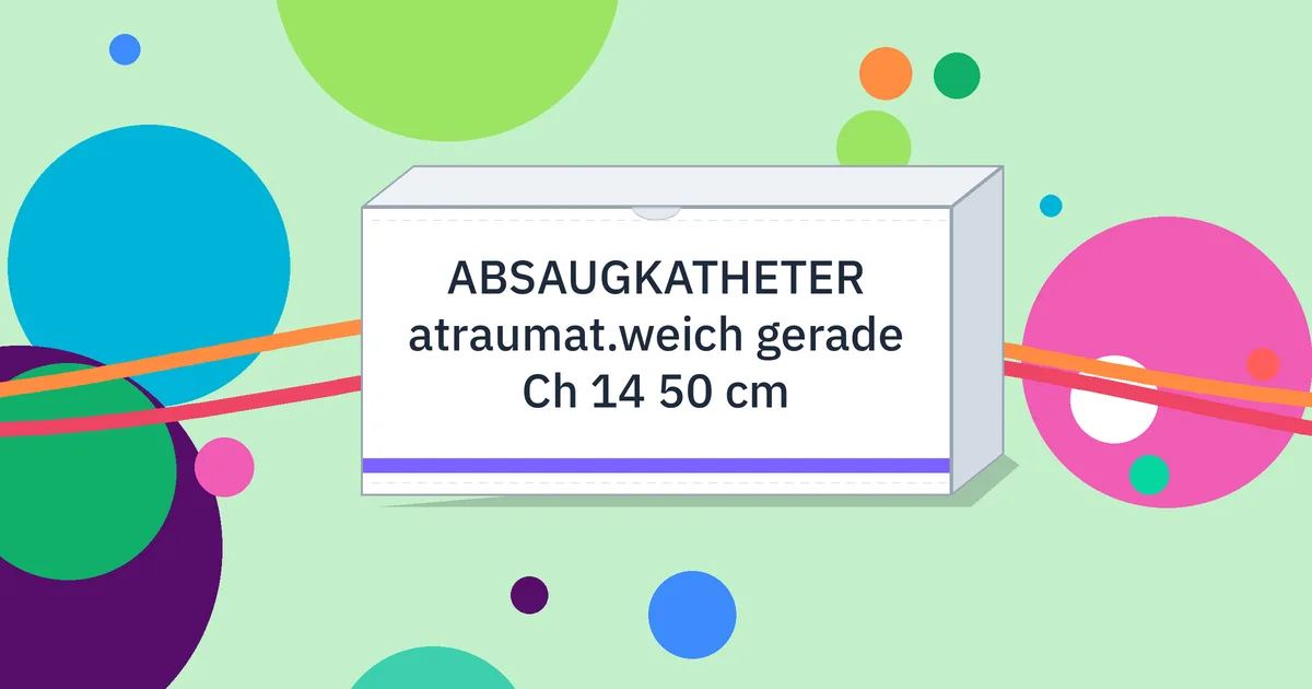 Symbolbild: Packung mit der Aufschrift ABSAUGKATHETER atraumat.weich gerade Ch 14 50 cm (PZN 09916284) – Verfügbarkeit und Bezug in Apotheken in Frankfurt am Main