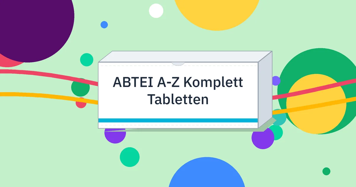 Symbolbild: Packung mit der Aufschrift ABTEI A-Z Komplett Tabletten (PZN 17364769) – Verfügbarkeit und Bezug in Apotheken in Frankfurt am Main