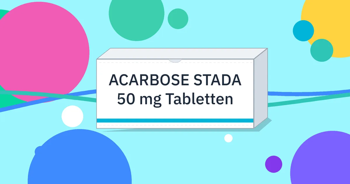 Symbolbild: Packung mit der Aufschrift ACARBOSE STADA 50 mg Tabletten (PZN 05528390) – Verfügbarkeit und Bezug in Apotheken in Frankfurt am Main