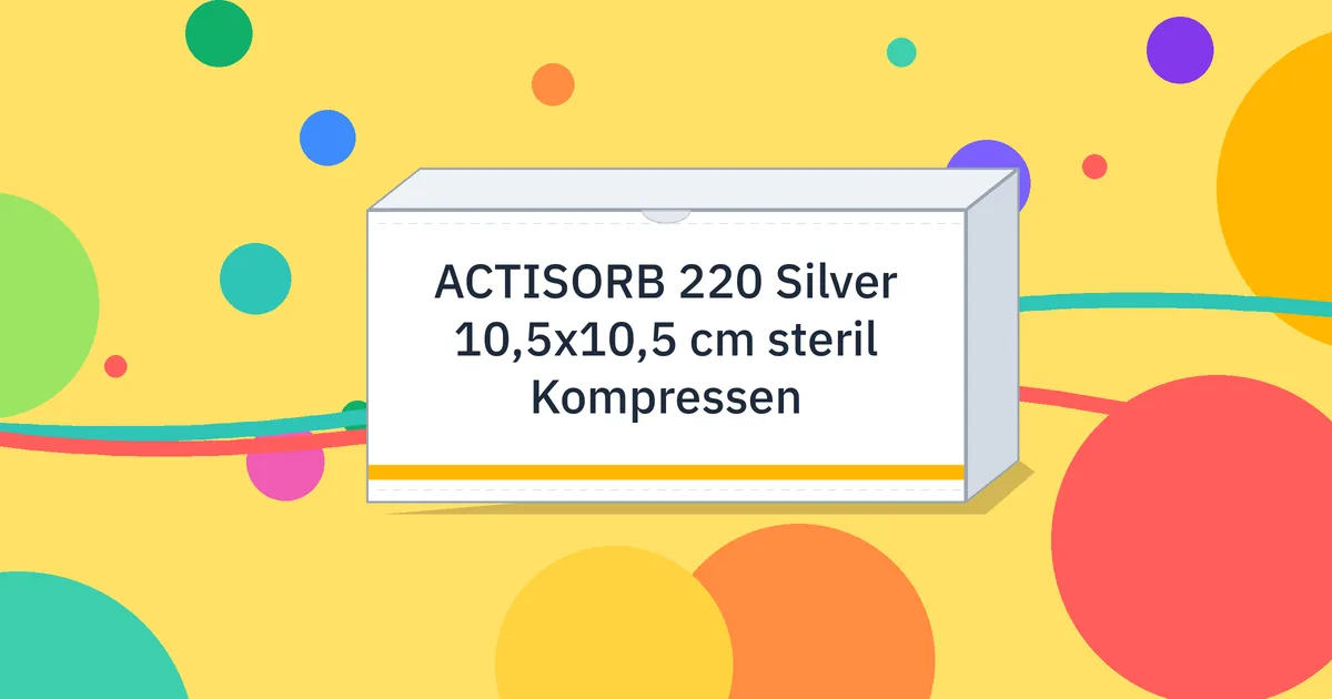 Symbolbild: Packung mit der Aufschrift ACTISORB 220 Silver 10,5x10,5 cm steril Kompressen (PZN 16664860) – Verfügbarkeit und Bezug in Apotheken in Frankfurt am Main