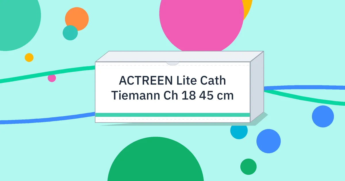 Symbolbild: Packung mit der Aufschrift ACTREEN Lite Cath Tiemann Ch 18 45 cm (PZN 01677785) – Verfügbarkeit und Bezug in Apotheken in Frankfurt am Main