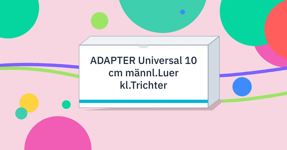 Symbolbild: Packung mit der Aufschrift ADAPTER Universal 10 cm männl.Luer kl.Trichter (PZN 00444872) – Verfügbarkeit und Bezug in Apotheken in Frankfurt am Main
