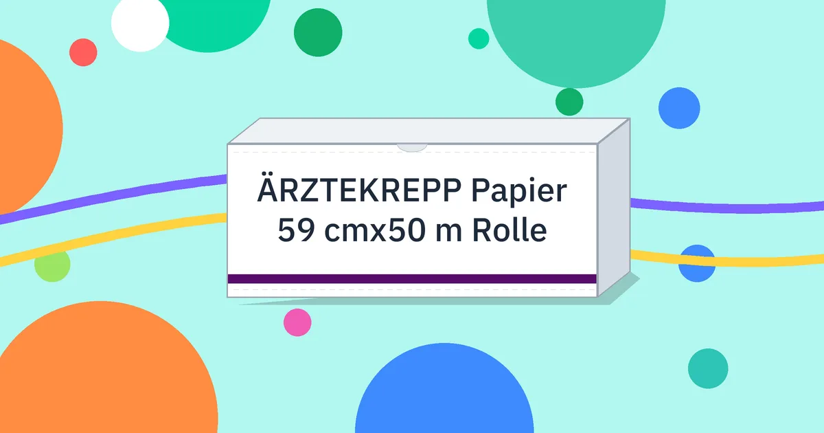 Symbolbild: Packung mit der Aufschrift ÄRZTEKREPP Papier 59 cmx50 m Rolle (PZN 10313504) – Verfügbarkeit und Bezug in Apotheken in Frankfurt am Main