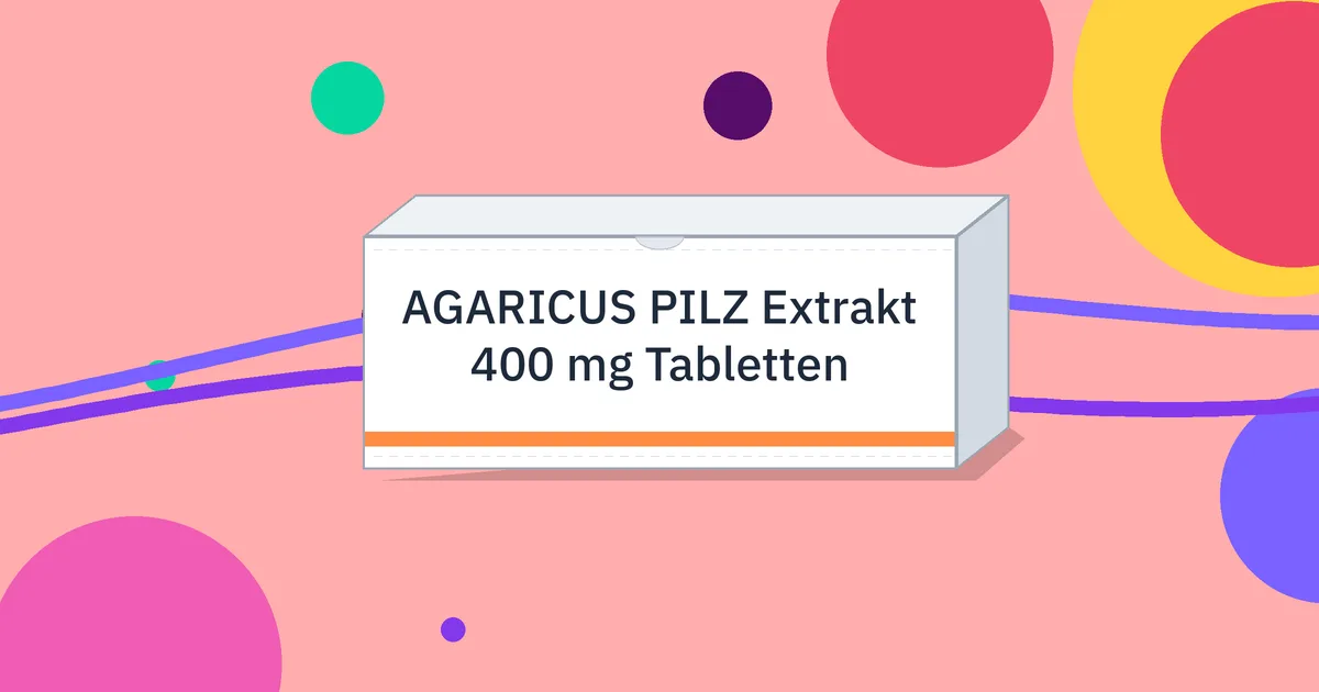 Symbolbild: Packung mit der Aufschrift AGARICUS PILZ Extrakt 400 mg Tabletten (PZN 09464103) – Verfügbarkeit und Bezug in Apotheken in Frankfurt am Main