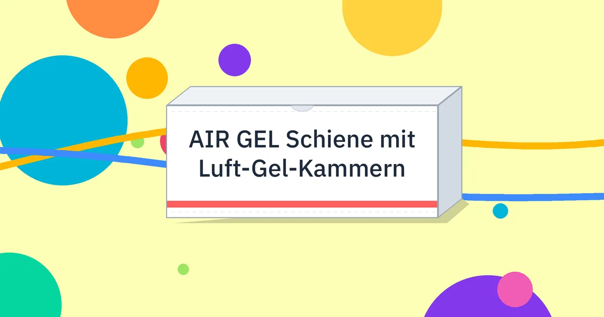 Symbolbild: Packung mit der Aufschrift AIR GEL Schiene mit Luft-Gel-Kammern (PZN 09444632) – Verfügbarkeit und Bezug in Apotheken in Frankfurt am Main