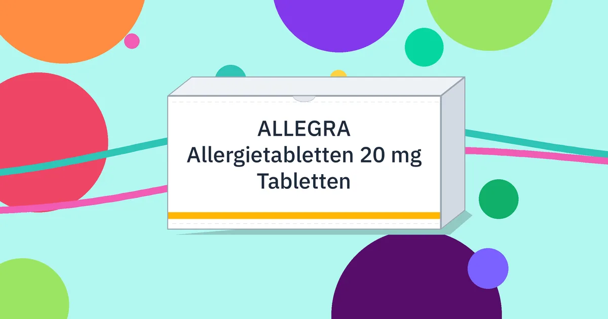 Symbolbild: Packung mit der Aufschrift ALLEGRA Allergietabletten 20 mg Tabletten (PZN 18181918) – Verfügbarkeit und Bezug in Apotheken in Frankfurt am Main