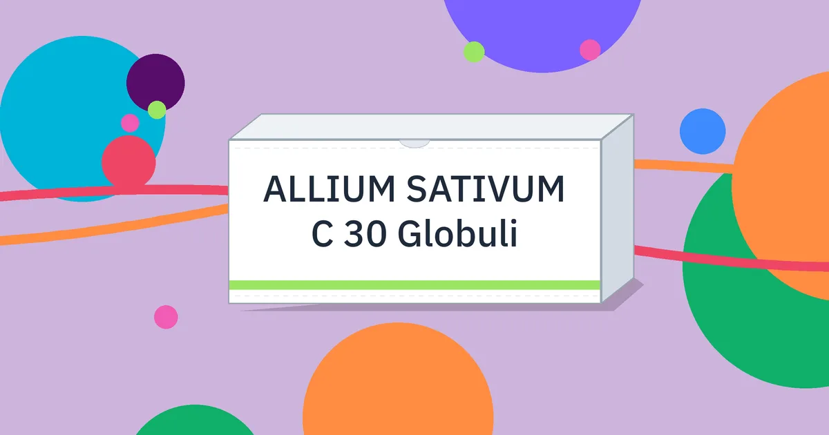 Symbolbild: Packung mit der Aufschrift ALLIUM SATIVUM C 30 Globuli (PZN 00000164) – Verfügbarkeit und Bezug in Apotheken in Frankfurt am Main