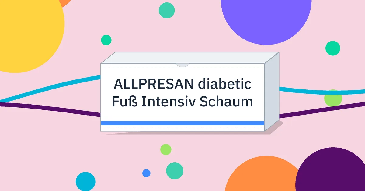 Symbolbild: Packung mit der Aufschrift ALLPRESAN diabetic Fuß Intensiv Schaum (PZN 15253882) – Verfügbarkeit und Bezug in Apotheken in Frankfurt am Main