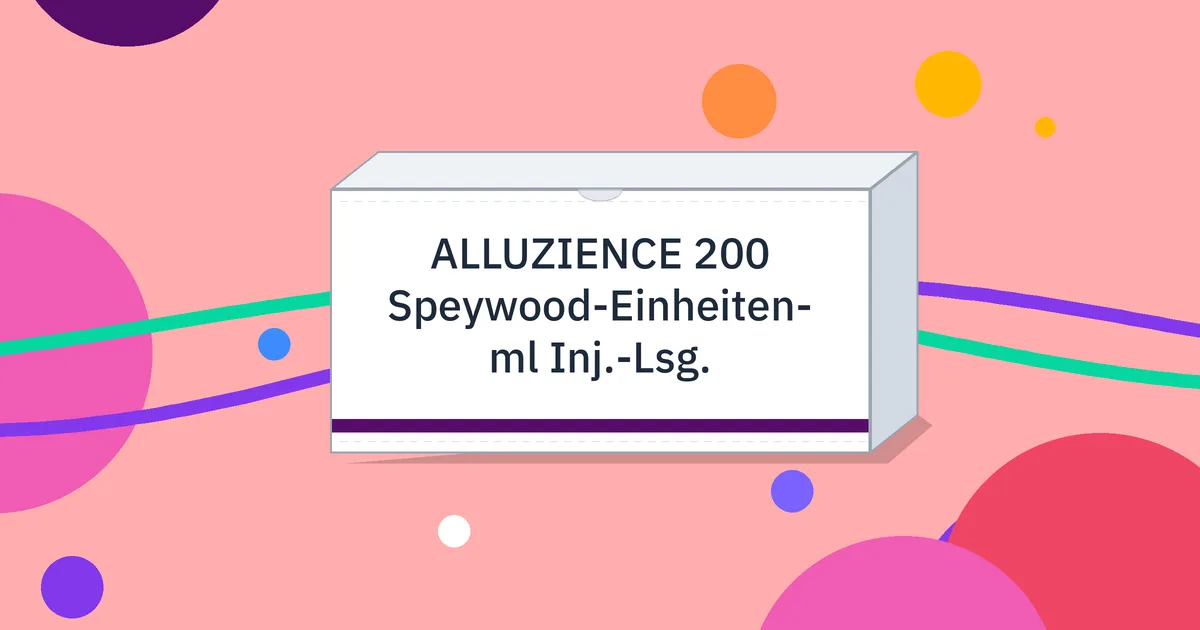 Symbolbild: Packung mit der Aufschrift ALLUZIENCE 200 Speywood-Einheiten-ml Inj.-Lsg. (PZN 19663051) – Verfügbarkeit und Bezug in Apotheken in Frankfurt am Main